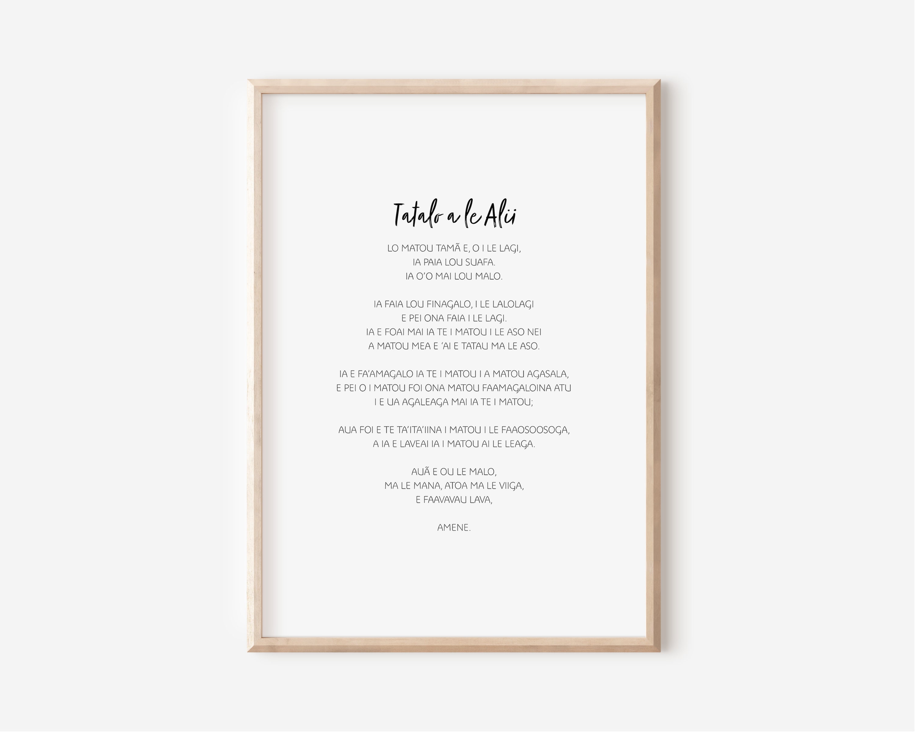 Samoan Minimal Style Lord's Prayer Tatalo a Le Alii Digital Print - Etsy