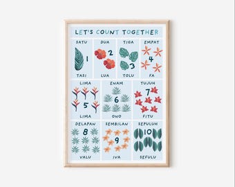 Samoan Tongan Numbers Printable | DIGITAL FILE ONLY | Bilingual ...