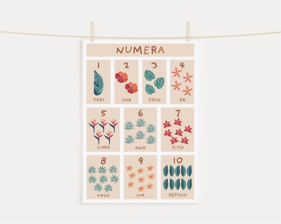 Samoan Numbers Brown Theme Kids Printable | Etsy