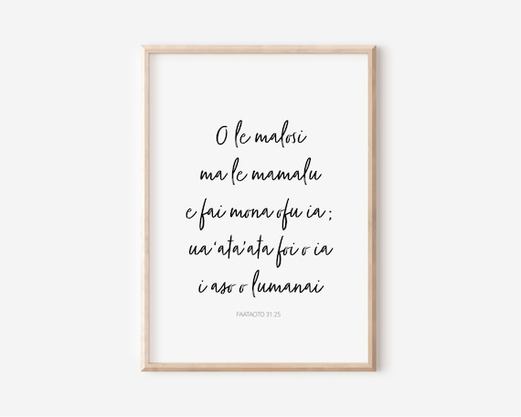Faataoto 31 Verse 25 Proverbs 31 Verse 25 Minimal Samoan | Etsy UK