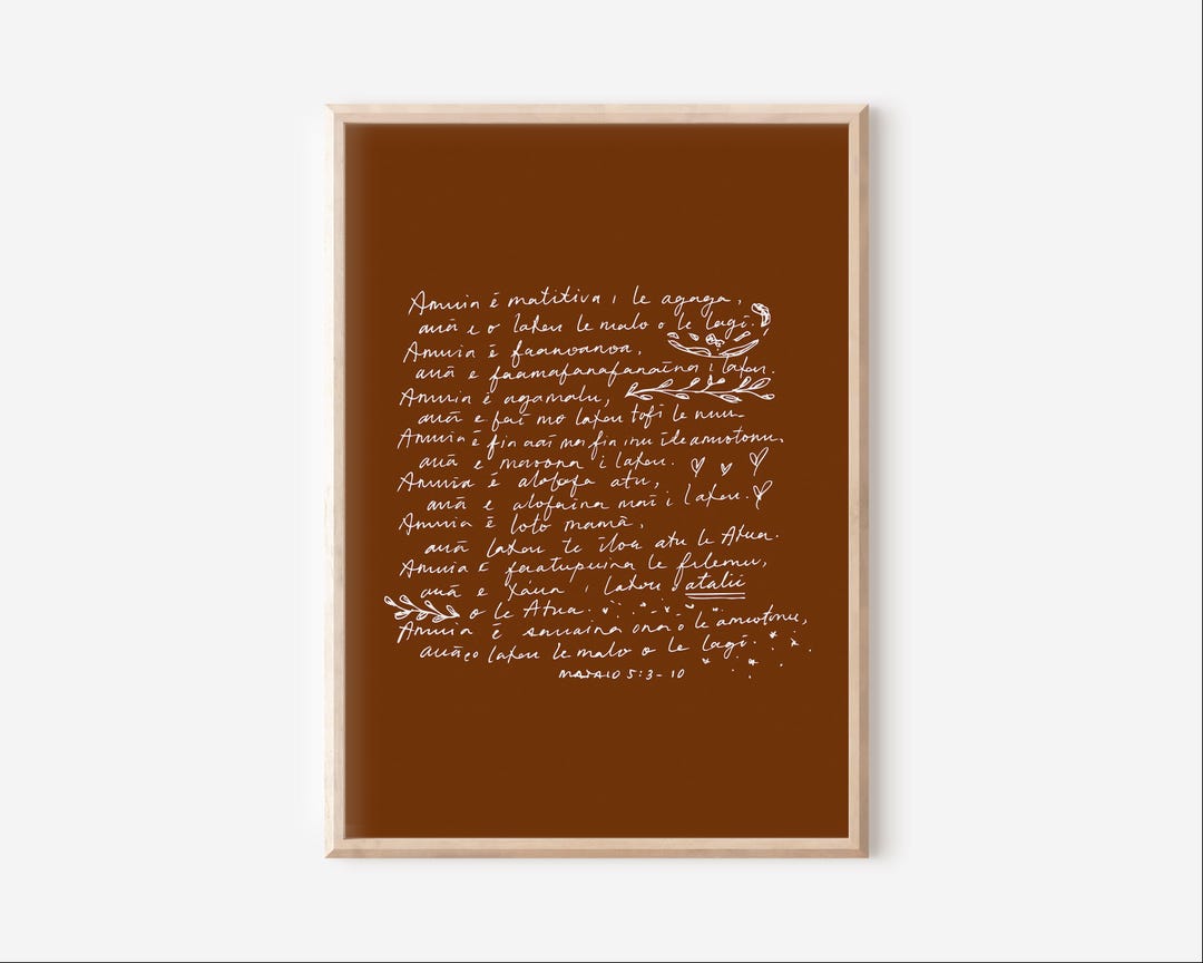 The Beatitudes SAMOAN Hand Written Bible Verse Print 02 | DIGITAL FILE ...