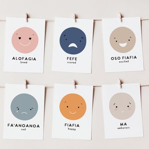 Samoan Emotions Flashcard Printable | Samoan Learning Cards - Etsy
