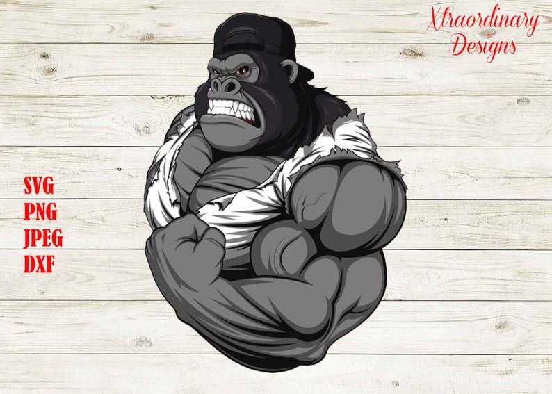 Bodybuilding Gorilla svg Muscular Ape svg Workout svg | Etsy