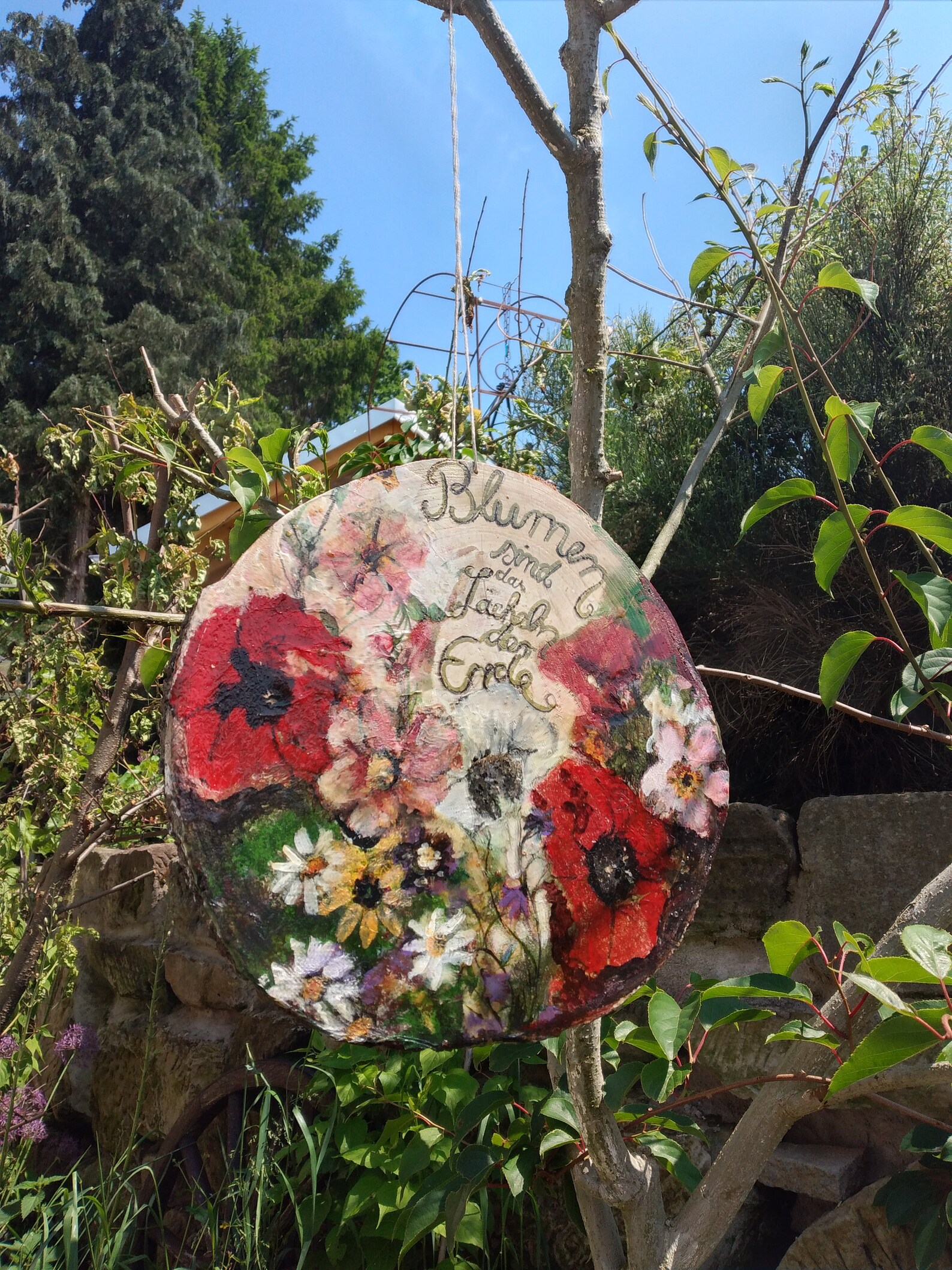 Hand-painted Wooden Disc Garden Decoration Garden - Etsy UK