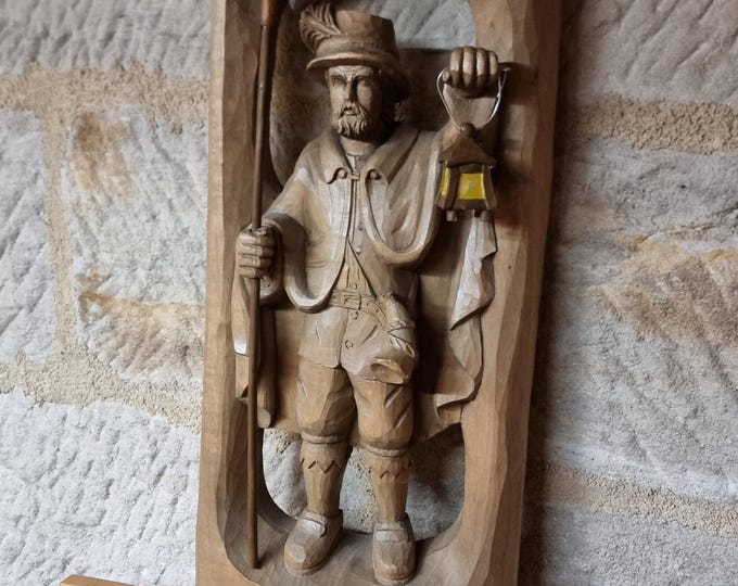 Hand-carved Night Watchman, Wooden Wall Picture With Night Watchman ...