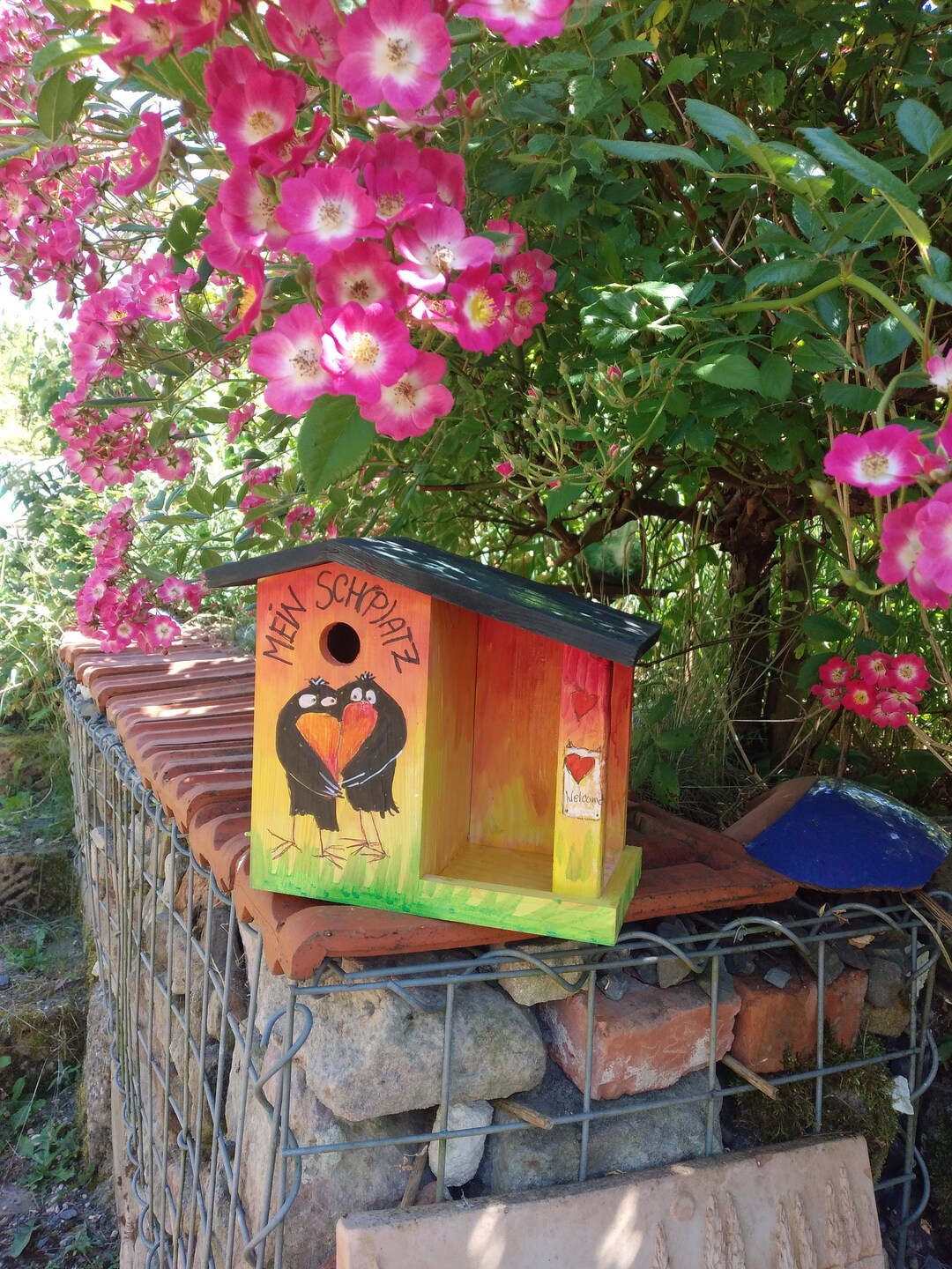 Combi Nesting Box, Hand-painted Birdhouse, Unique Individual Nesting ...
