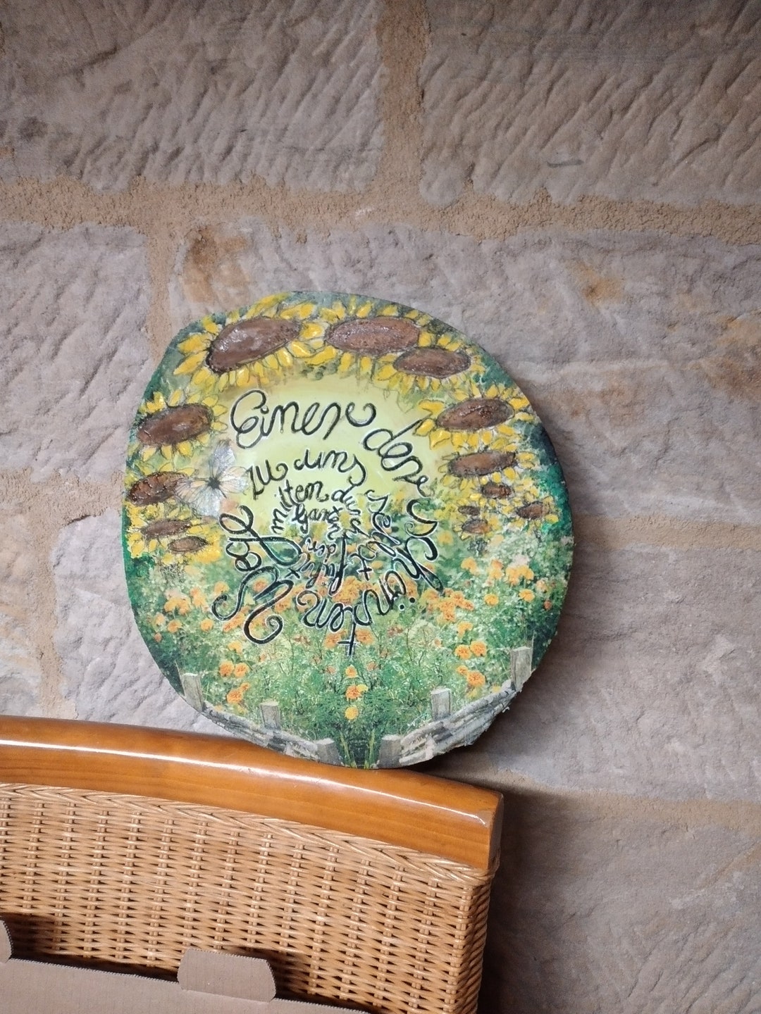 Hand-painted Wooden Disc With Floral Motifs, Garden Saying Disc, Garden ...