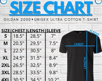 Gildan 2000 Size Chart - Etsy