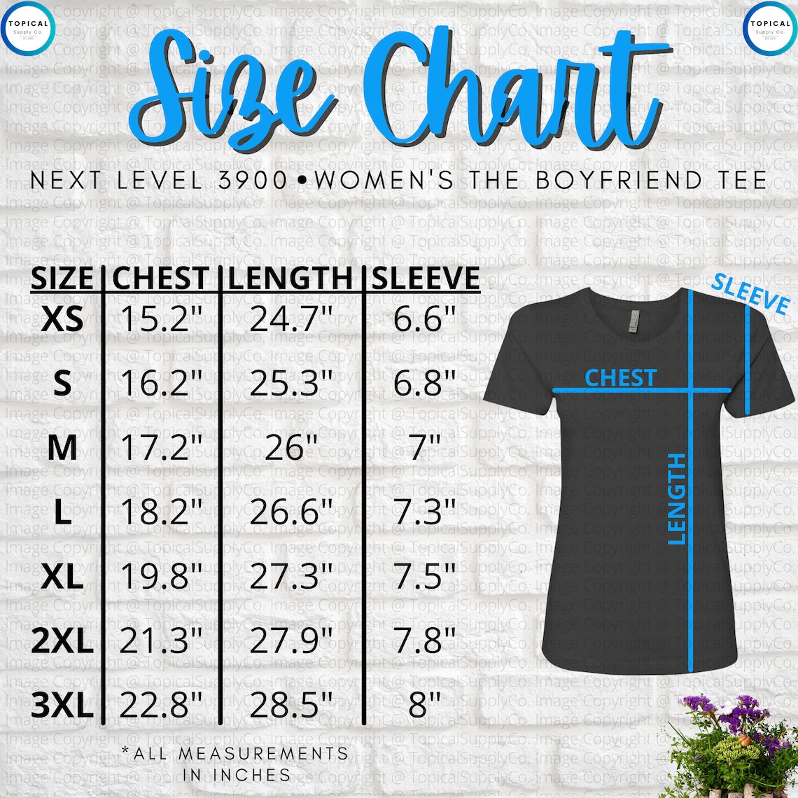 HQ Next Level 3900 Size Chart | Next Level 3900 Women's Boyfriend Tee ...