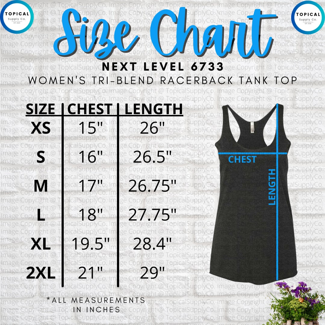 HQ Next Level 6733 Size Chart | Next Level 6733 Women's Tri-blend ...