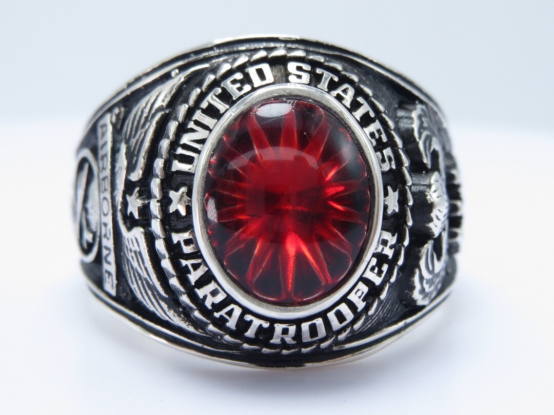 US Paratrooper Ring , USA , Airborne , All the Way , Sterling Silver ...