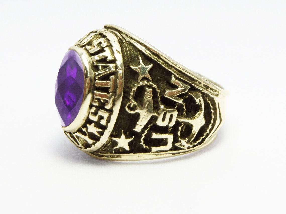 US Navy Ring USN Sterling 10KP Gold Plated Army Gift - Etsy