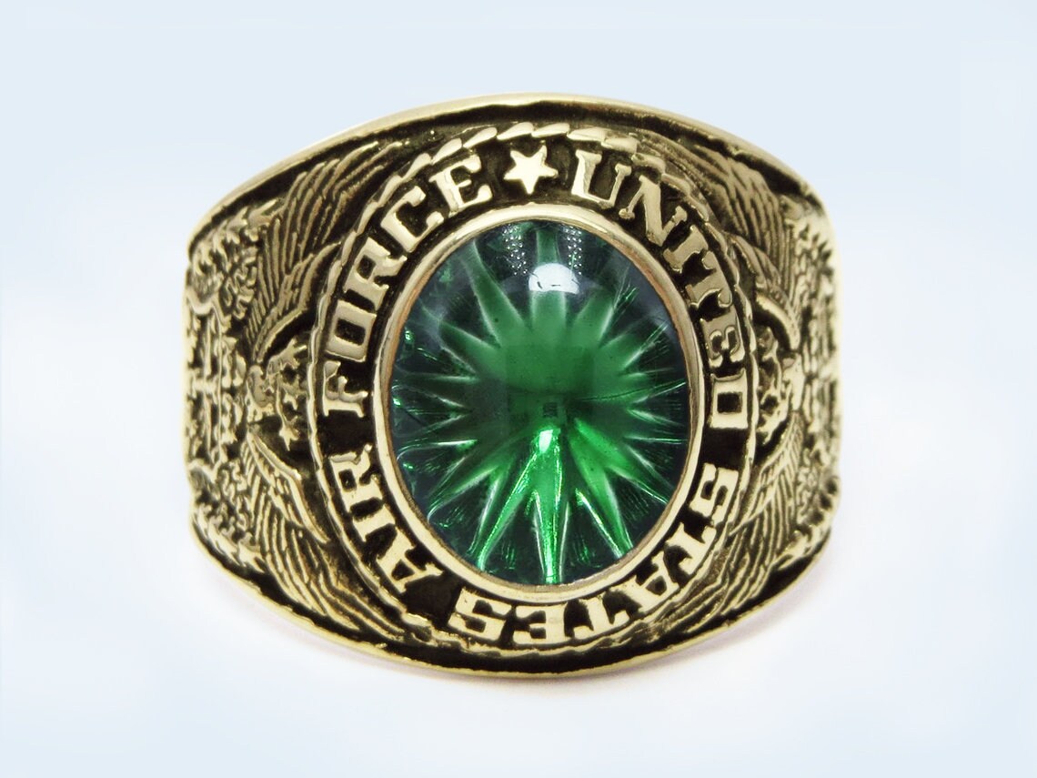 US Air Force Ring USAF USNA Sterling 10KP Gold Plated - Etsy