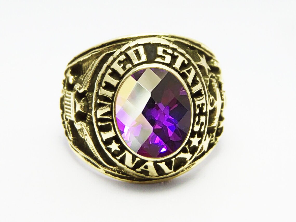 US Navy Ring USN Sterling 10KP Gold Plated Army Gift - Etsy