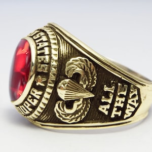 US Paratrooper Ring , USA , Airborne , All the Way , Sterling 10KP Gold ...