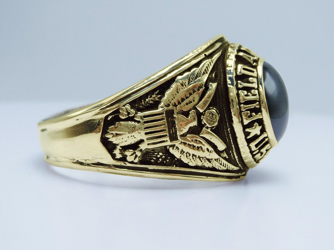 US Army Ring , 1967 , America's , ARMOR , USCG , Sterling 10KP Gold ...