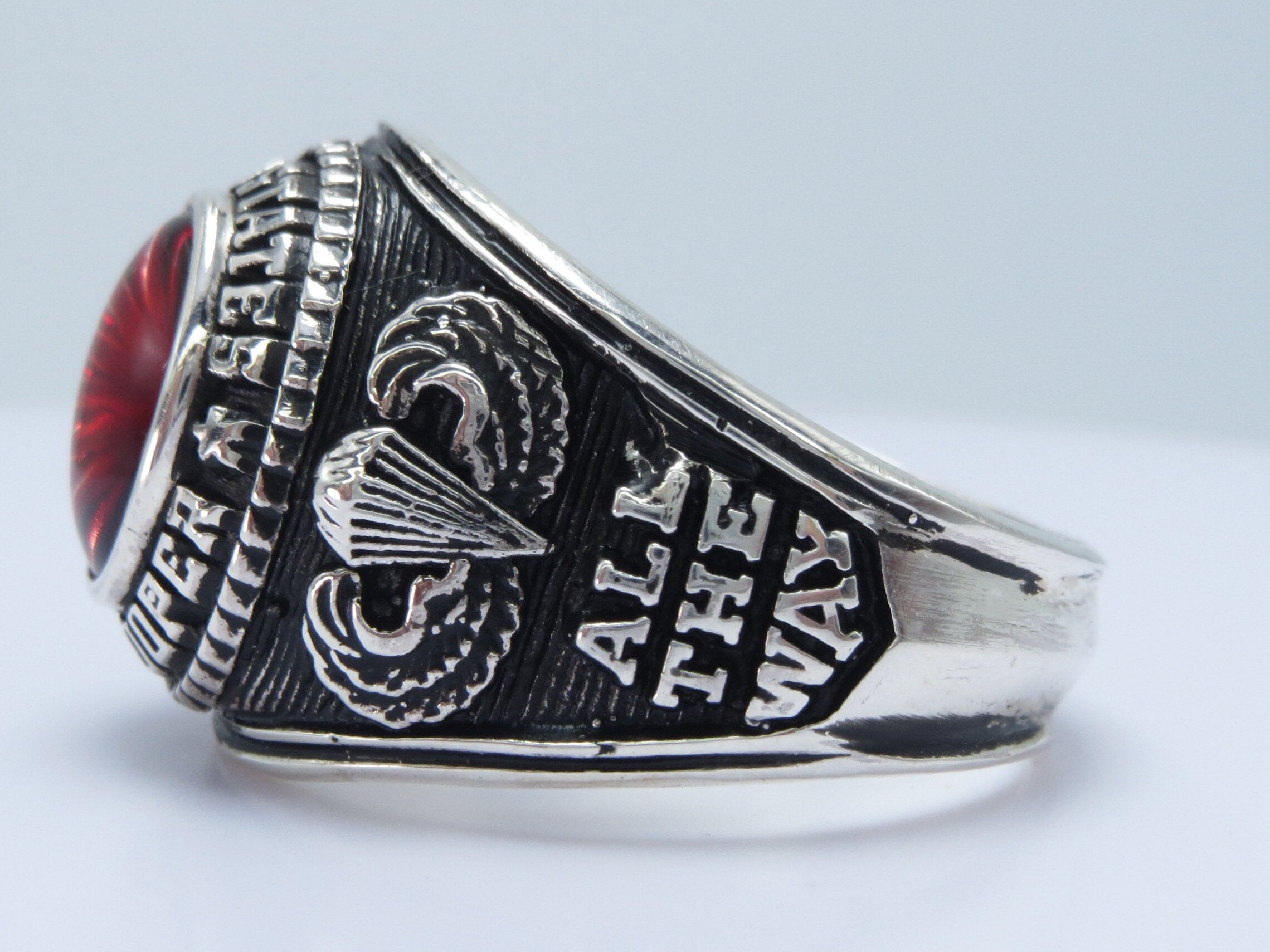 US Paratrooper Ring USA Airborne All the Way Sterling | Etsy