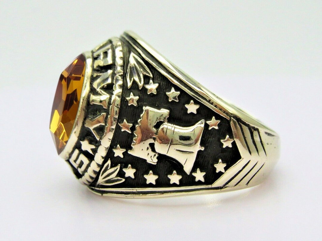 1775 , US Army Ring , America's , ARMOR , USCG , Sterling 10KP Gold ...