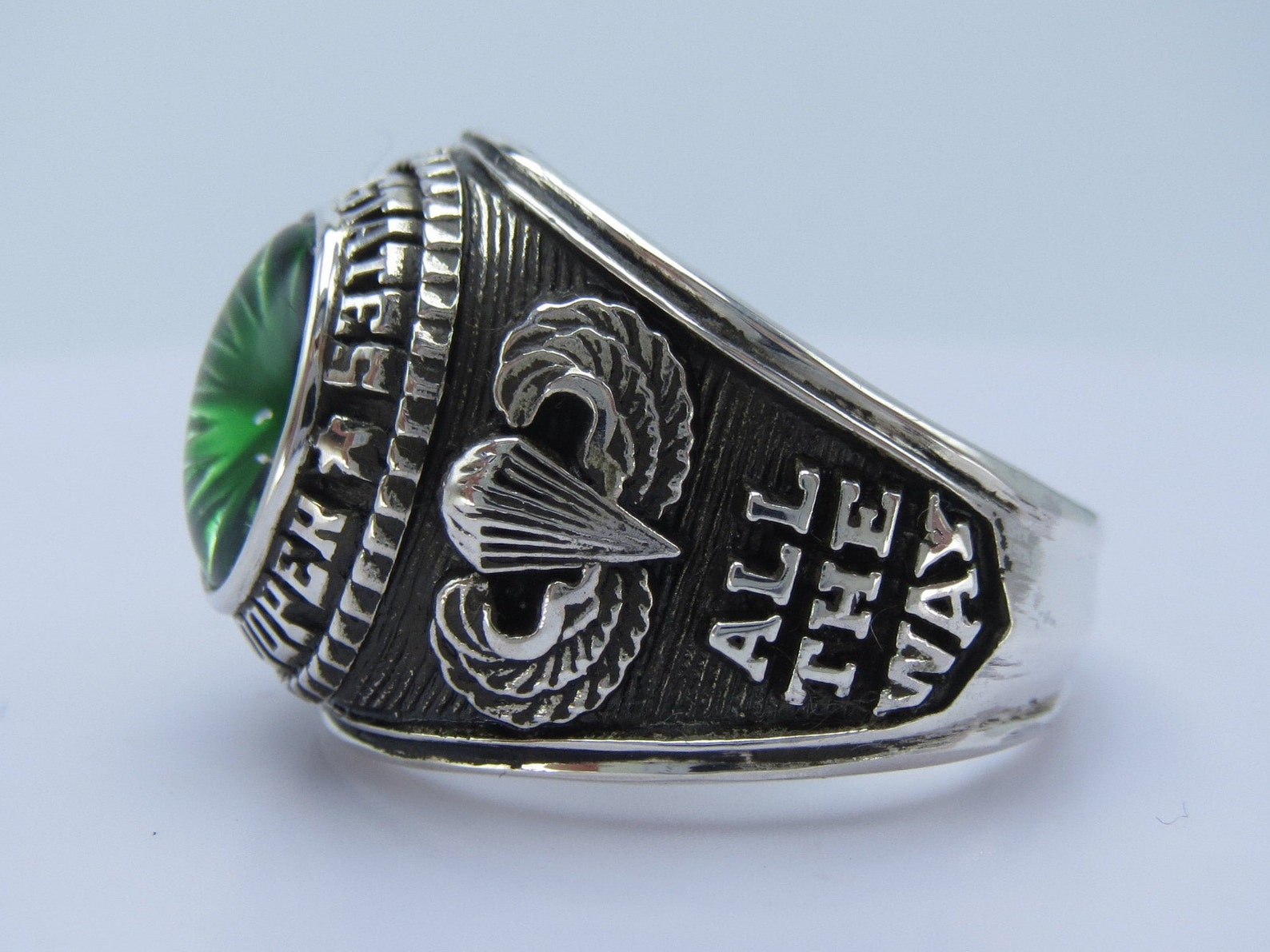 US Paratrooper Ring USA Airborne All the Way Sterling - Etsy