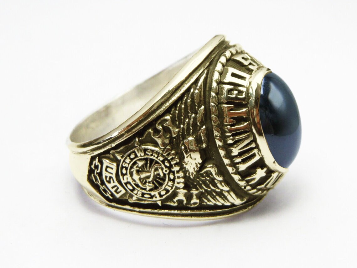 US Navy Ring USN Sterling 10KP Gold Plated Army Gift | Etsy