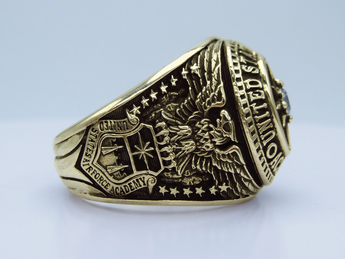 US Air Force Ring USAF Sterling 10KP Gold Plated Ring - Etsy