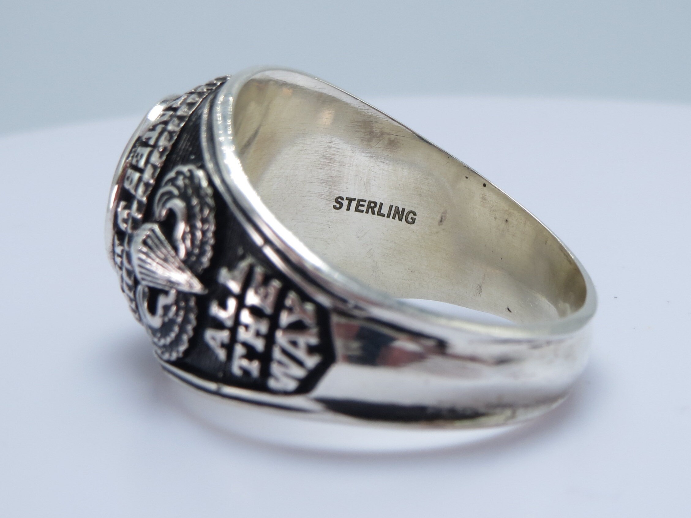 US Paratrooper Ring USA Airborne All the Way Sterling | Etsy