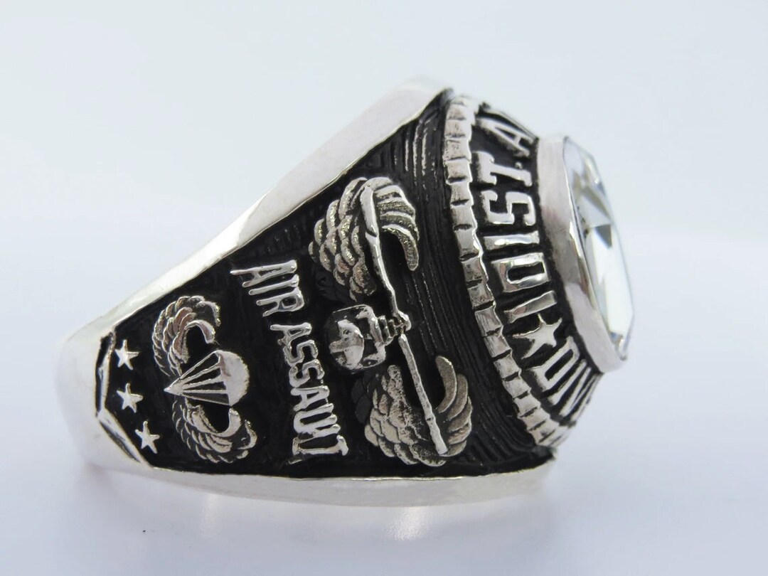 101st Airborne Division Ring , Air Assault , Sterling Silver 925 ...