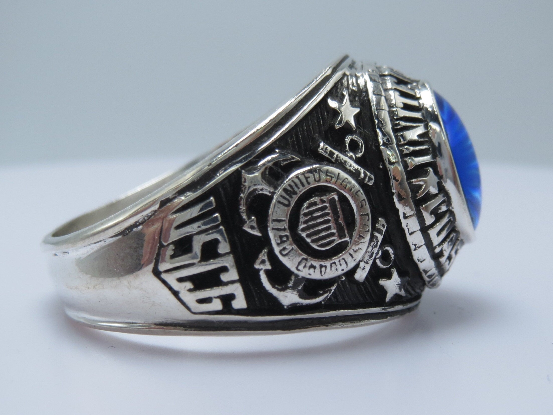 US Coast Guard Ring USCG Sterling Silver 925 Gift | Etsy