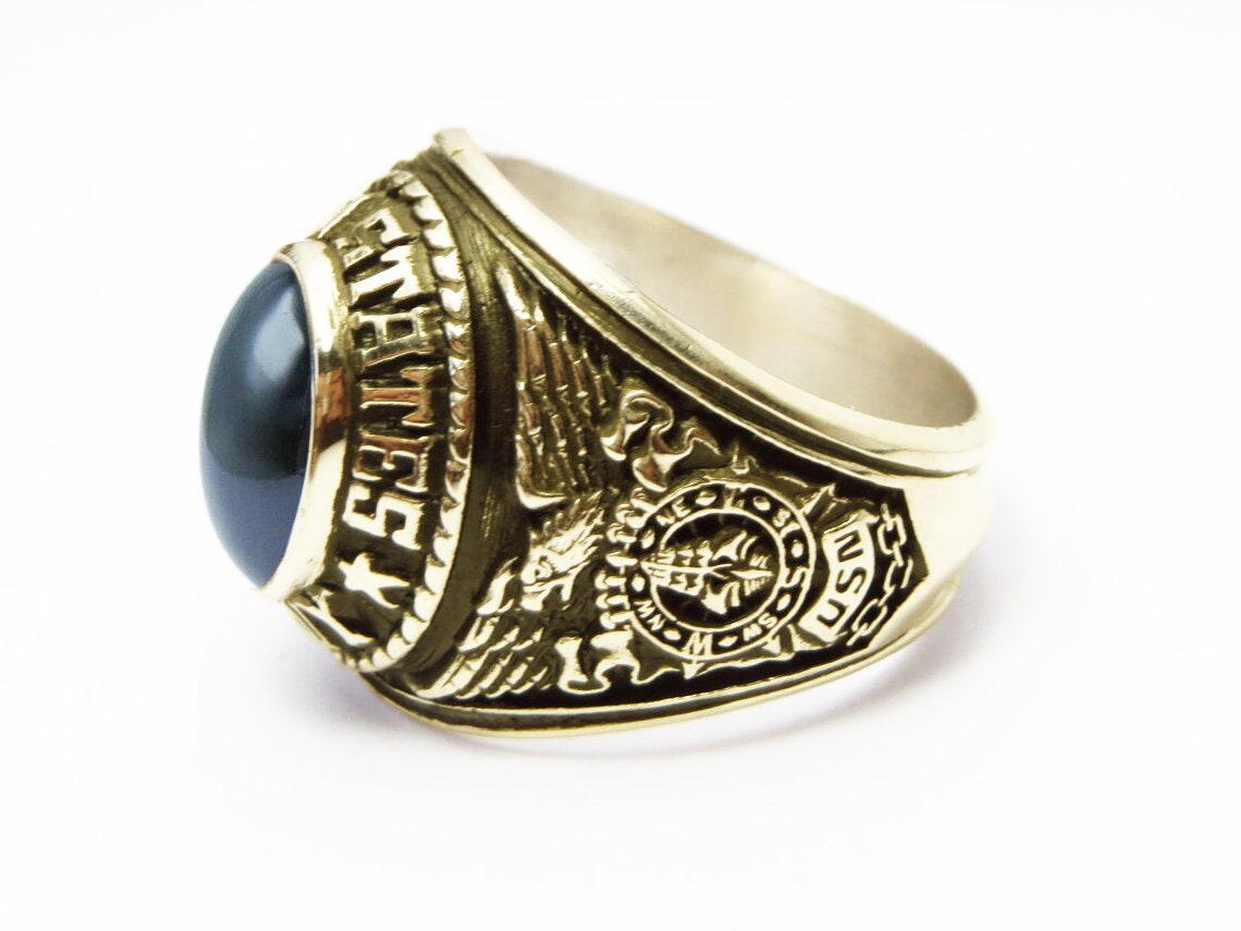 US Navy Ring USN Sterling 10KP Gold Plated Army Gift | Etsy