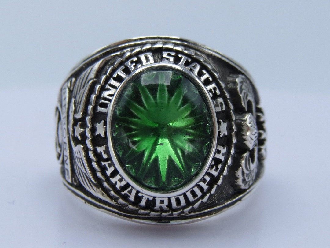 US Paratrooper Ring , USA , Airborne , All the Way , Sterling Silver ...