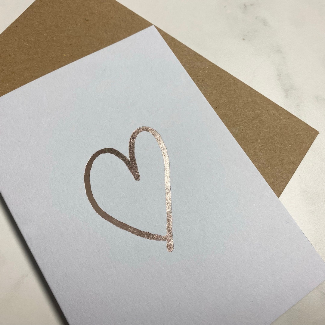 Handprinted Heart Card, Valentines Day Card, Heart, Foil Heart Card ...