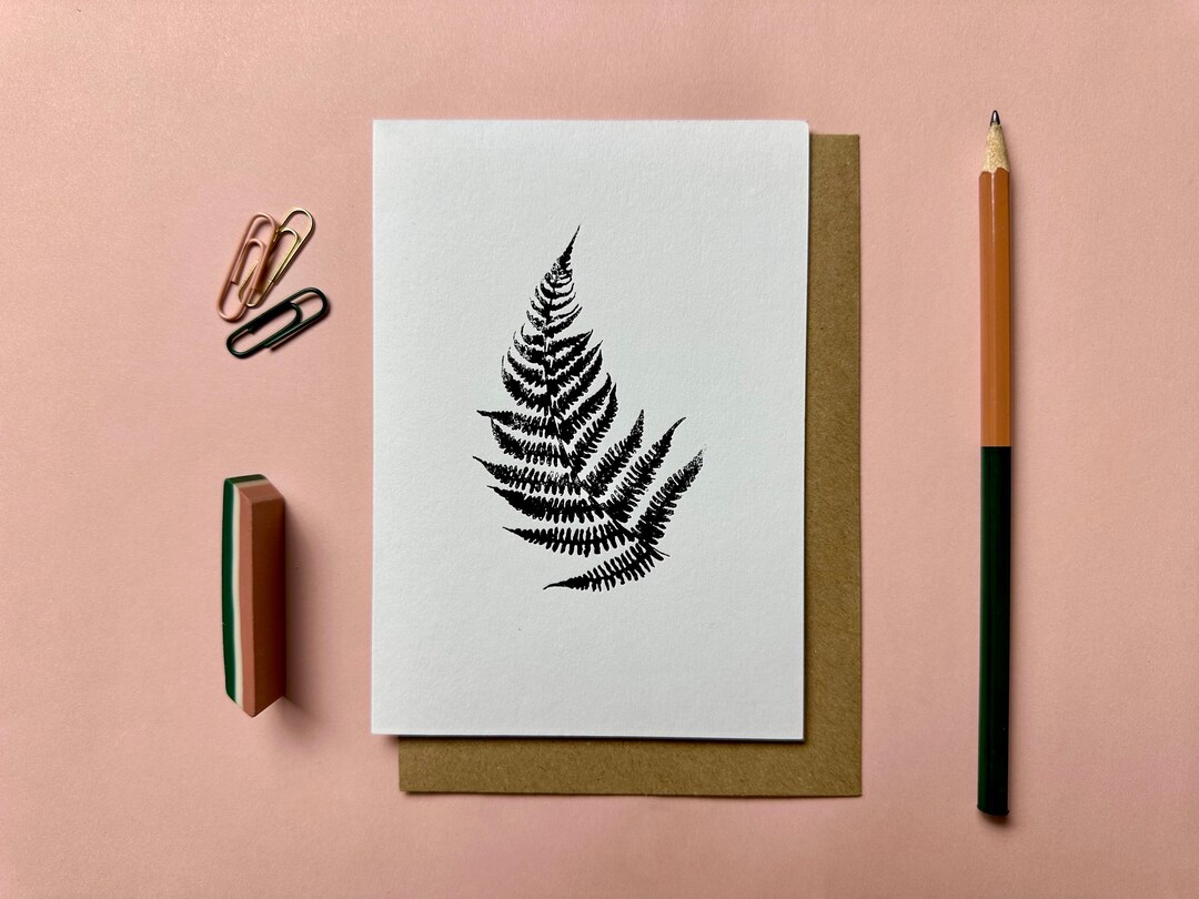 Handprinted Fern Card, Handmade Fern Card, Nature Card, Birthday Card ...