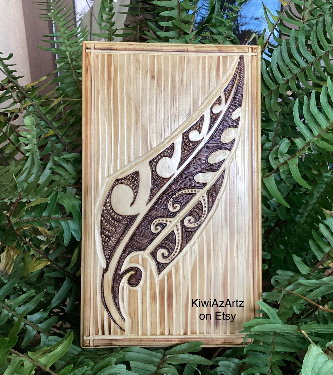 Māori Art Fern Carving Pyrography Contemporary Māori Art Koru Fern New ...