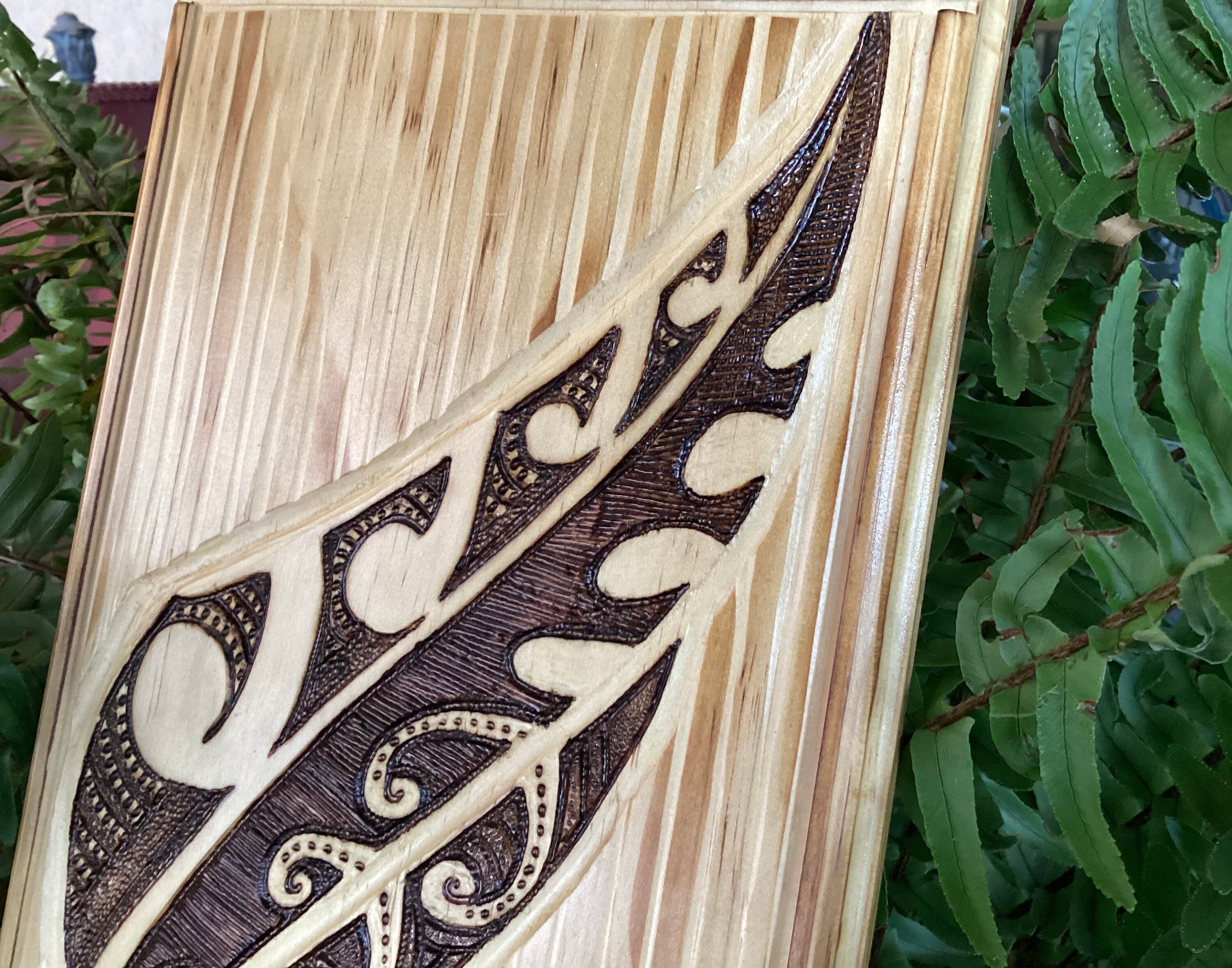 Māori Art Fern Carving Pyrography Contemporary Māori Art Koru Fern New ...