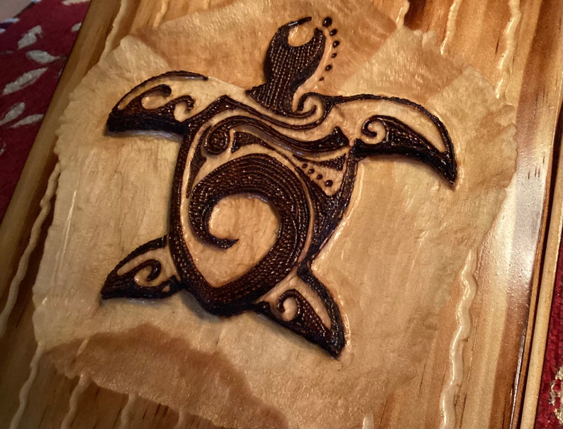 Maori Art Koru Honu turtle Carving Pyrography Contemporary - Etsy