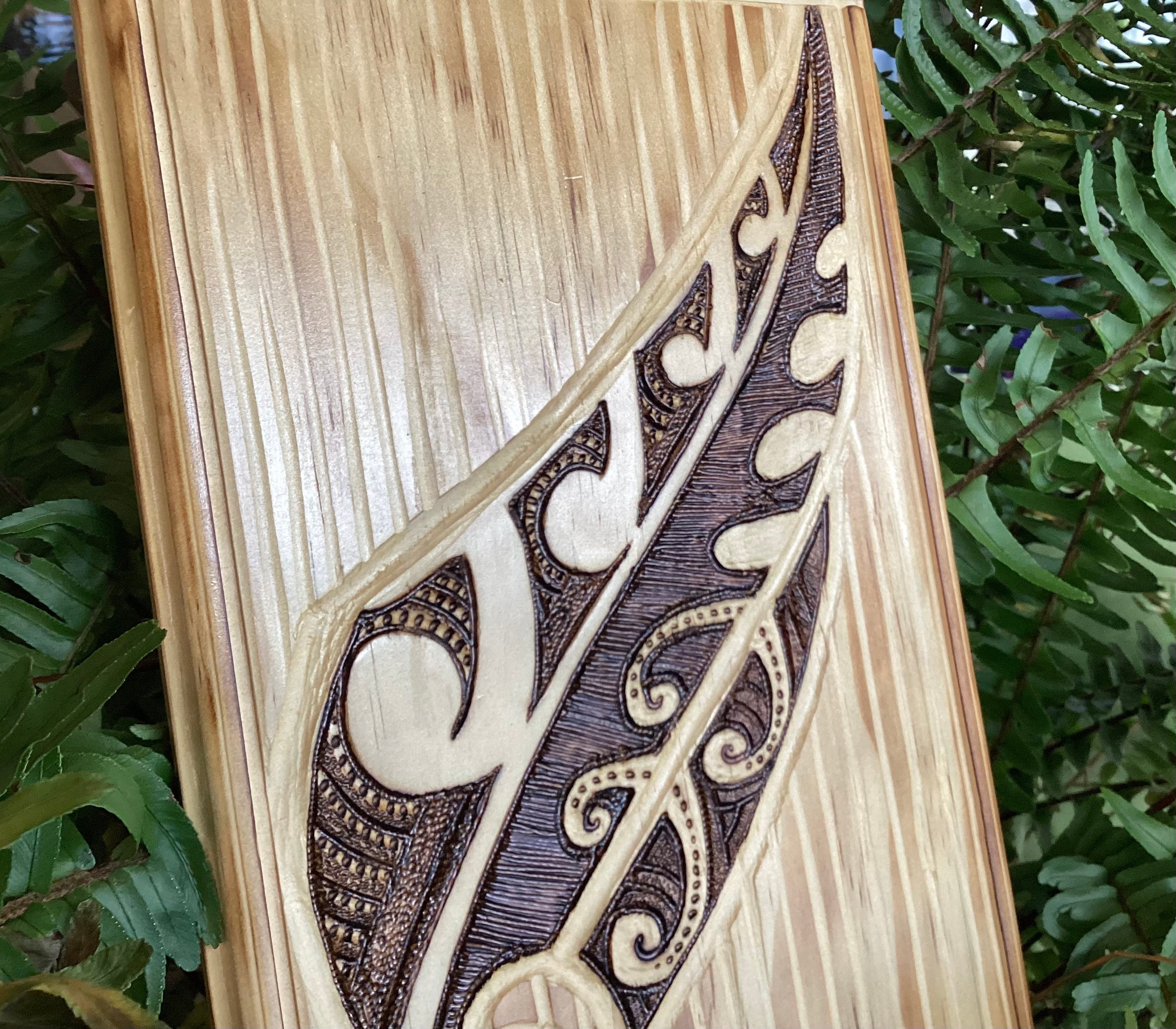 Māori Art Fern Carving Pyrography Contemporary Māori Art Koru Fern New ...