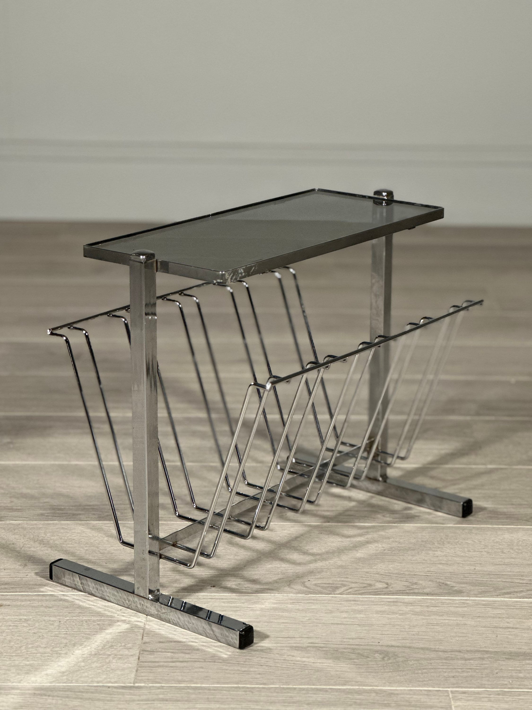 1970s Chrome and Smoked Glass Magazine Rack - Etsy UK