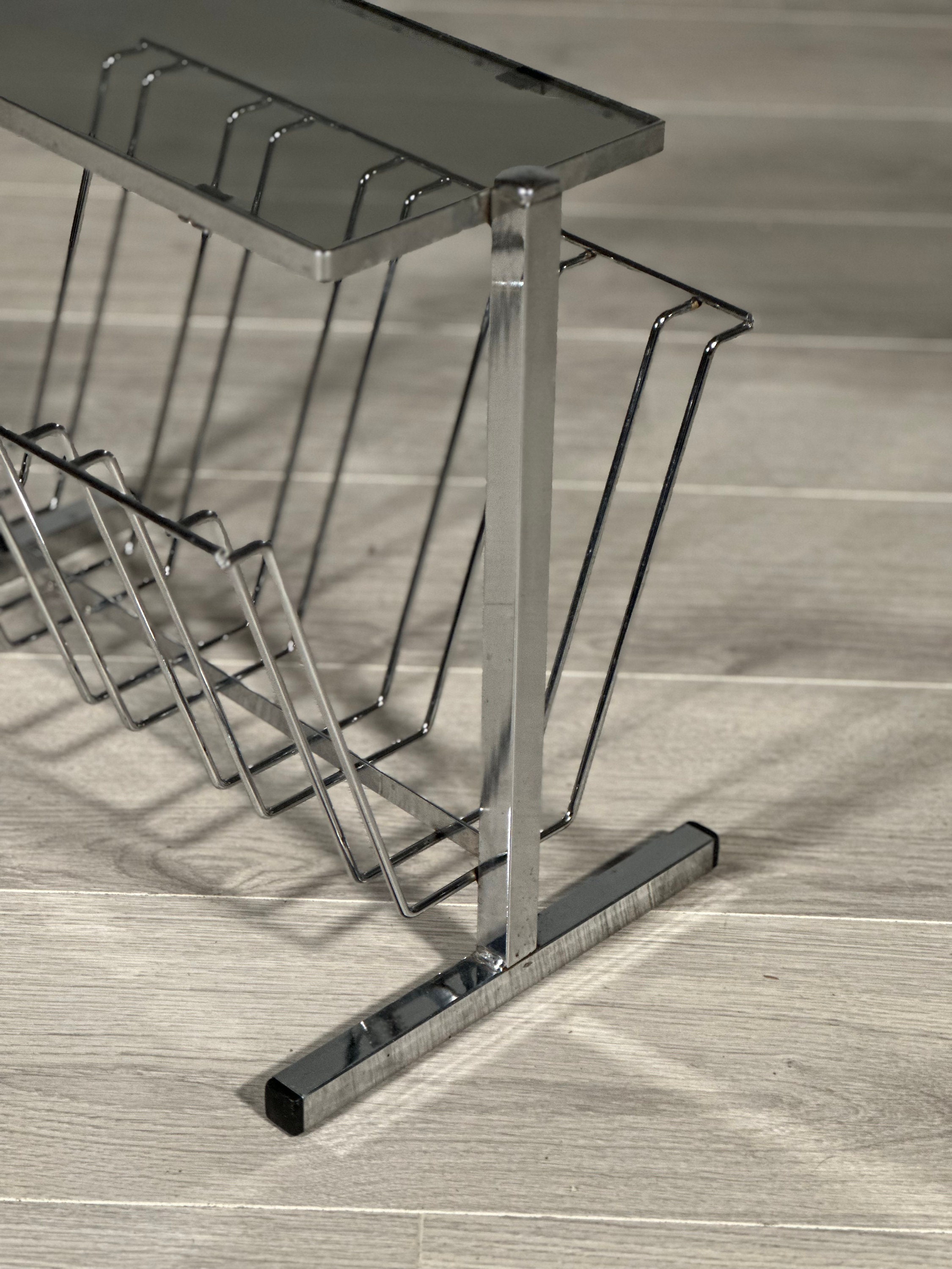 1970s Chrome and Smoked Glass Magazine Rack - Etsy UK