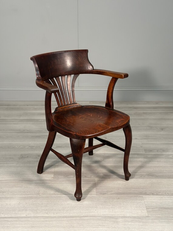 Antique Oak Desk Chair C.1920 Etsy