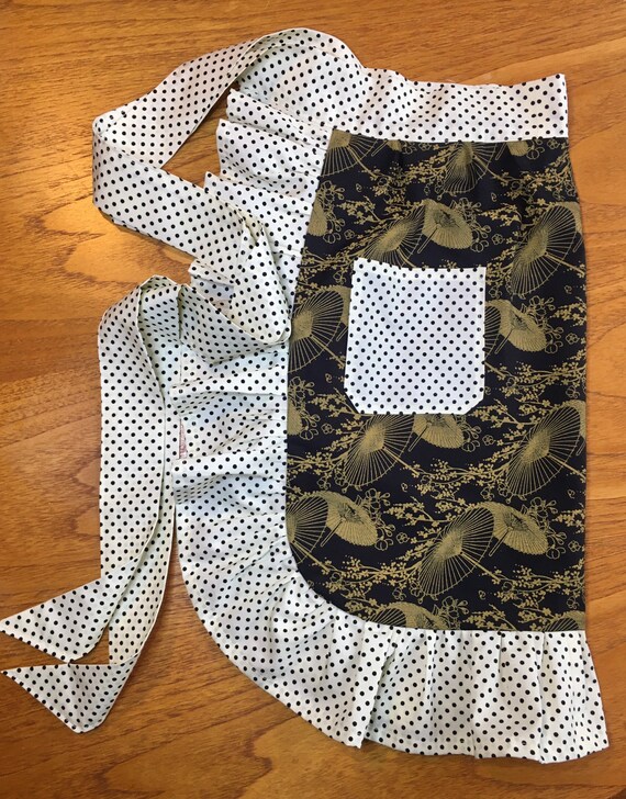 APRON or PINNY 1950s Style Frilly Pinny. Beautiful Oriental - Etsy UK