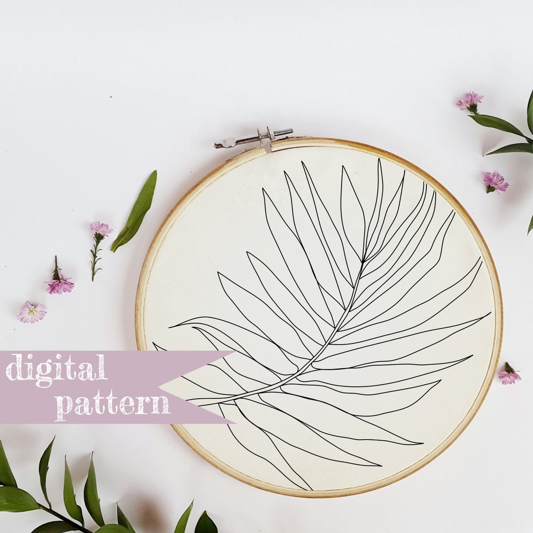 Palm Frond Embroidery Pattern Tropical Embroidery Template Embroidery ...
