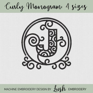 Curly Monogram Letter: j Machine Embroidery Design 4 Sizes - Etsy