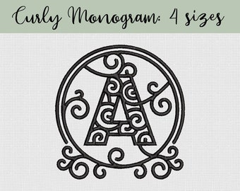 Curly Monogram Letter: p Machine Embroidery Design | Etsy