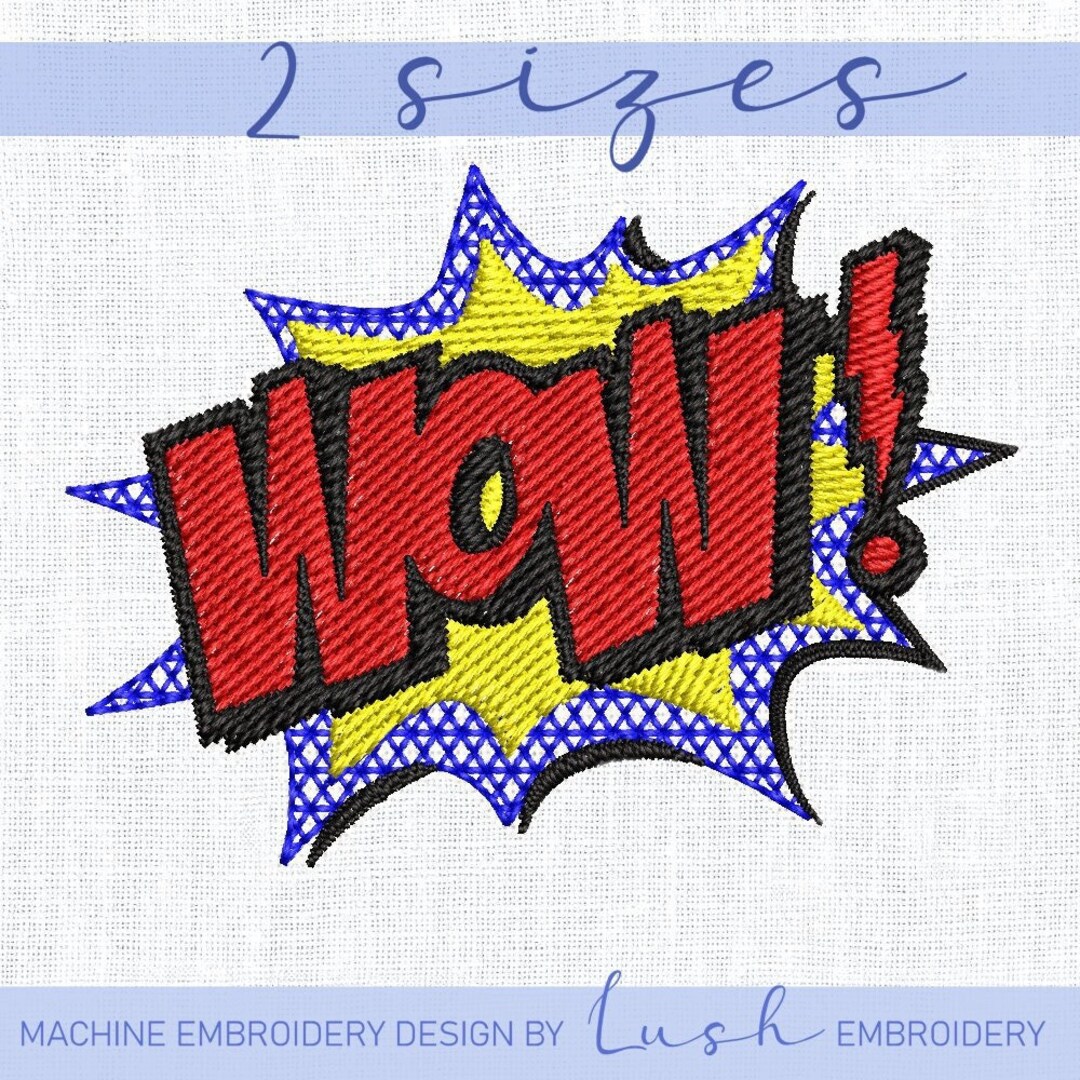 Comic Book Bubble Wow! Machine Embroidery Design - 2 Sizes - Etsy