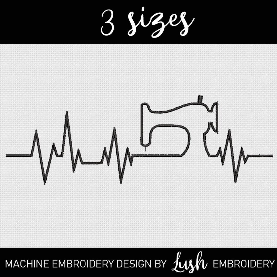 Heartbeat Love Sewing Machine Embroidery Design 3 Sizes - Etsy