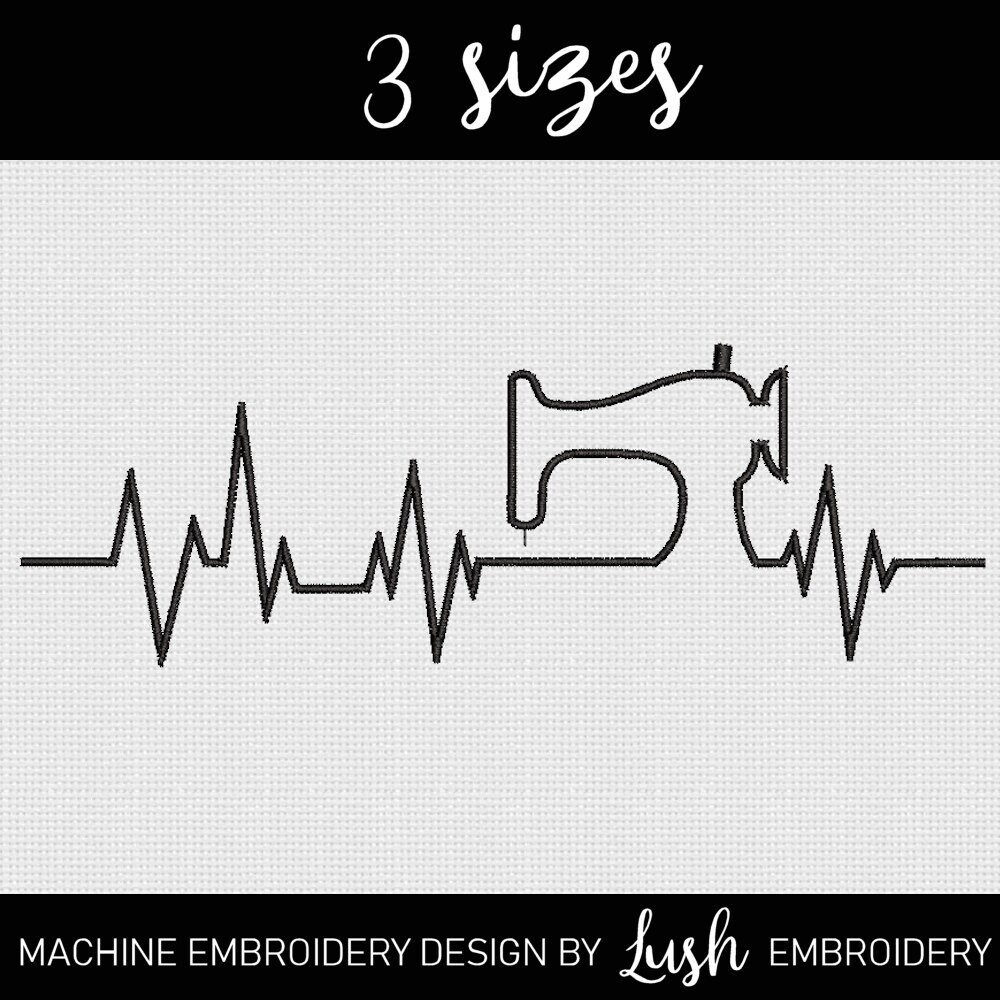 Heartbeat Love Sewing Machine Embroidery Design 3 Sizes - Etsy