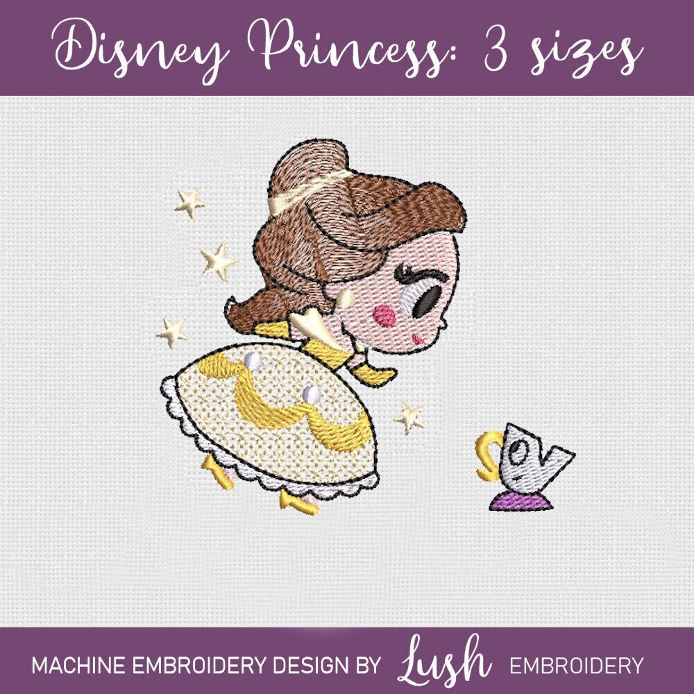 Beauty and the Beast Princess Belle Machine Embroidery Design - 3 Sizes ...