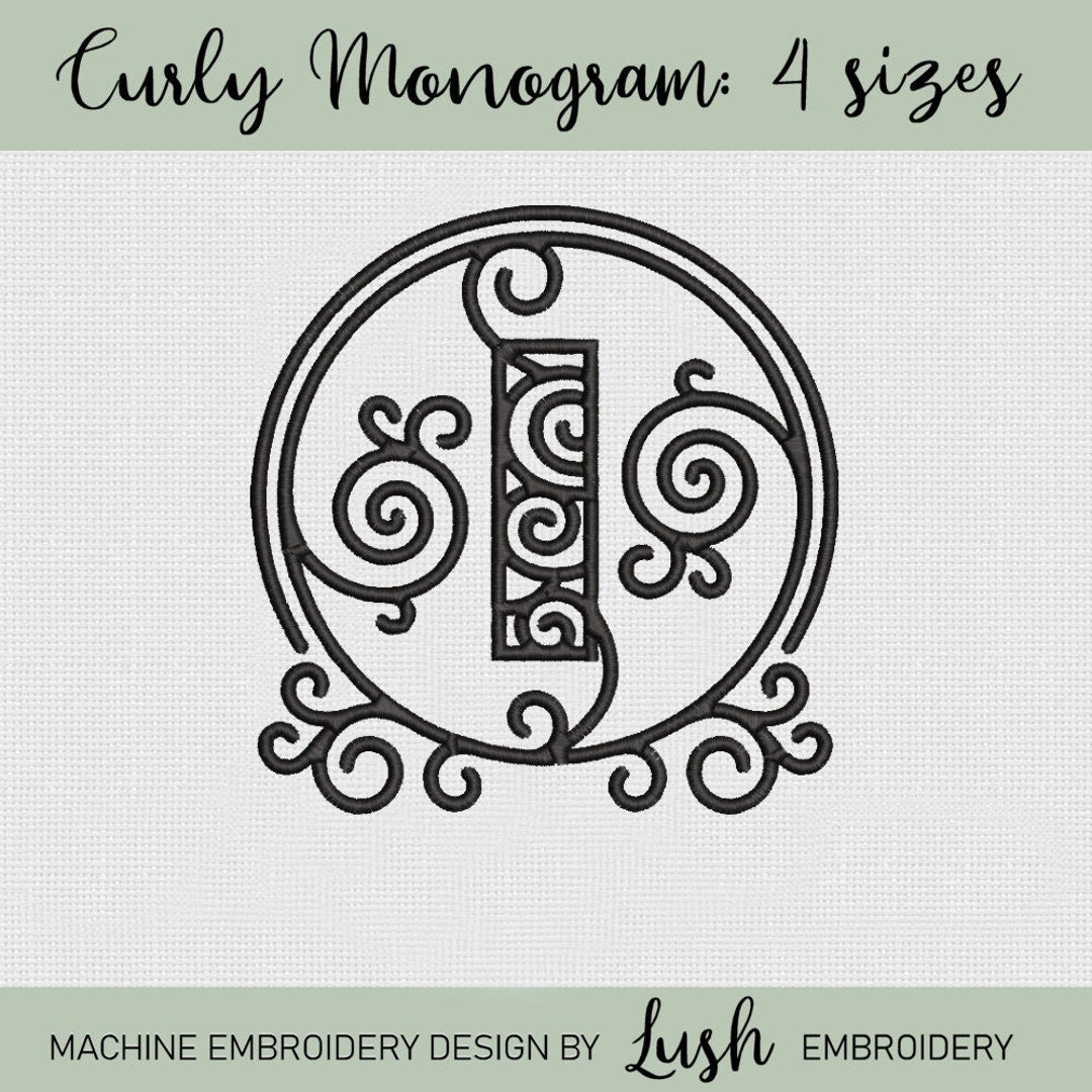 Curly Monogram Letter: i Machine Embroidery Design 4 Sizes - Etsy