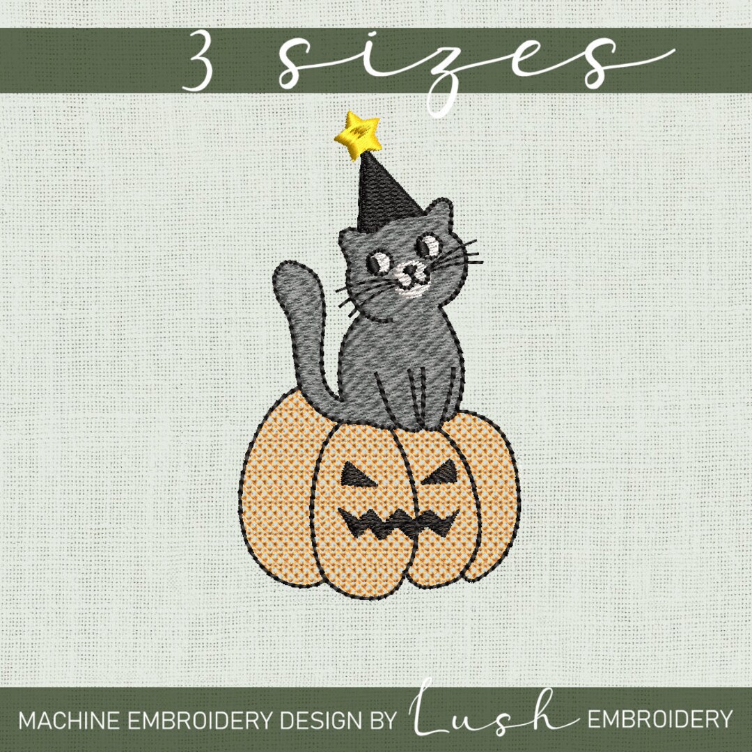 Halloween Cat Machine Embroidery Design - 3 Sizes - Etsy