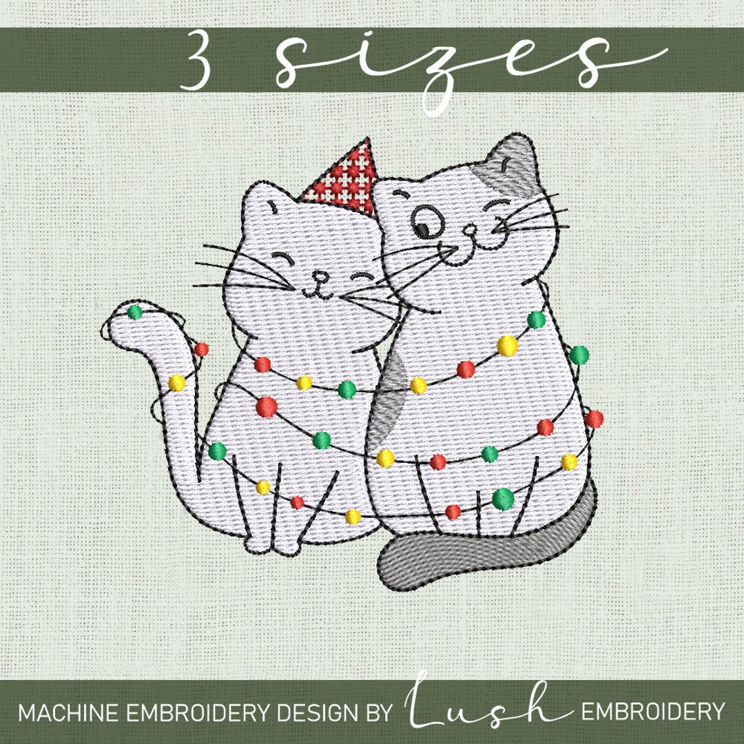Christmas Cats Machine Embroidery Design - 3 Sizes - Etsy Sweden